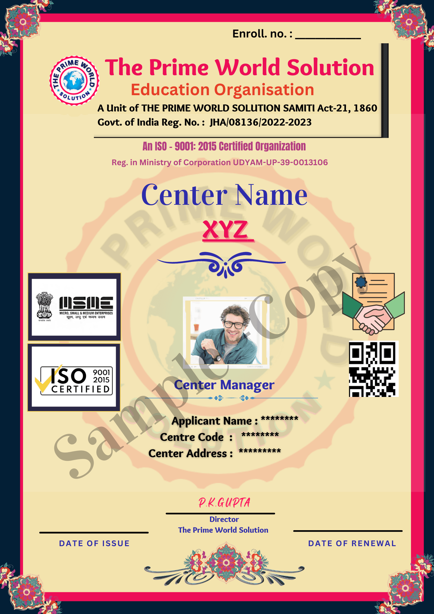 Franchise Certificate - The Prime World Solution